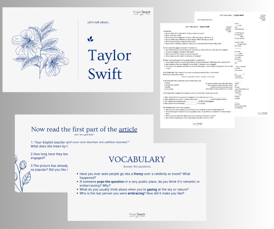 Taylor Swift – engagement lesson – ProjecTeach by Tina